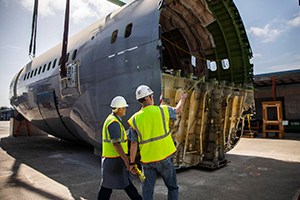 Paine Field training center’s new lab: a 12-ton Boeing 767 fuselage